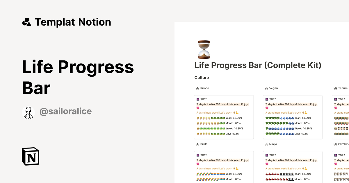 Templat Life Progress Bar | Notion Marketplace
