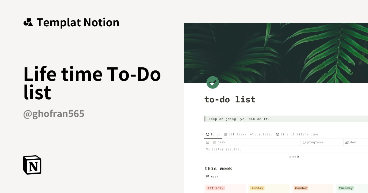 Life time To-Do list Templat oleh Ghofran565 | Notion Marketplace