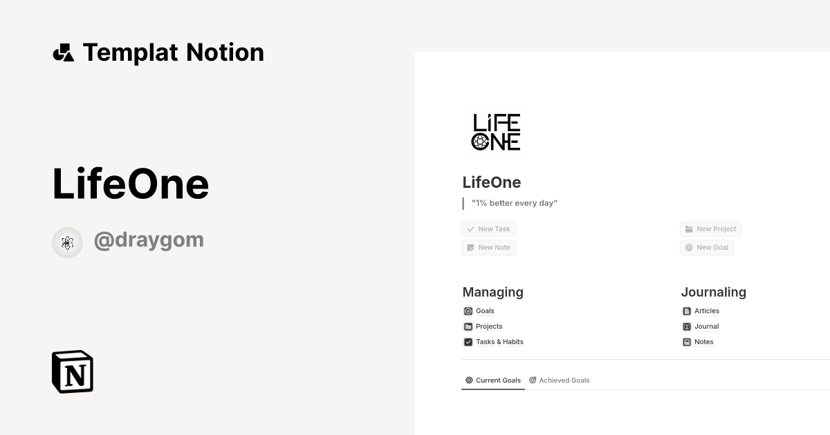 LifeOne Templat oleh Pedro A Chaves | Notion Marketplace