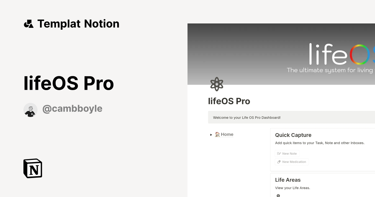 lifeOS Pro Templat oleh Cameron Boyle | Notion Marketplace