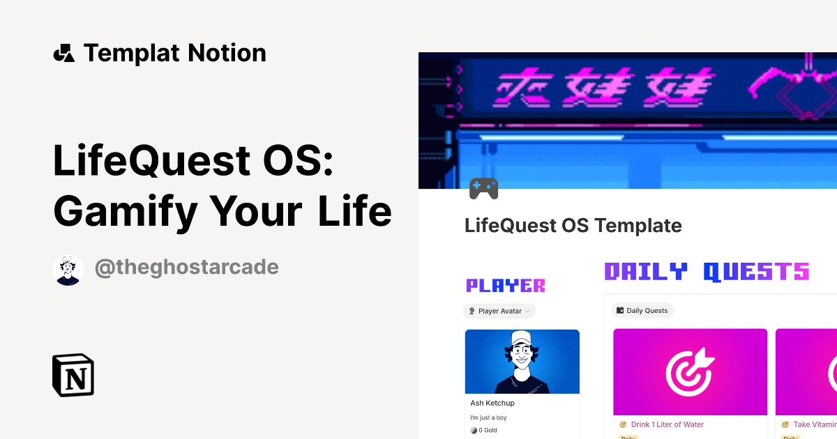 Templat LifeQuest OS: Gamify Your Life | Notion Marketplace