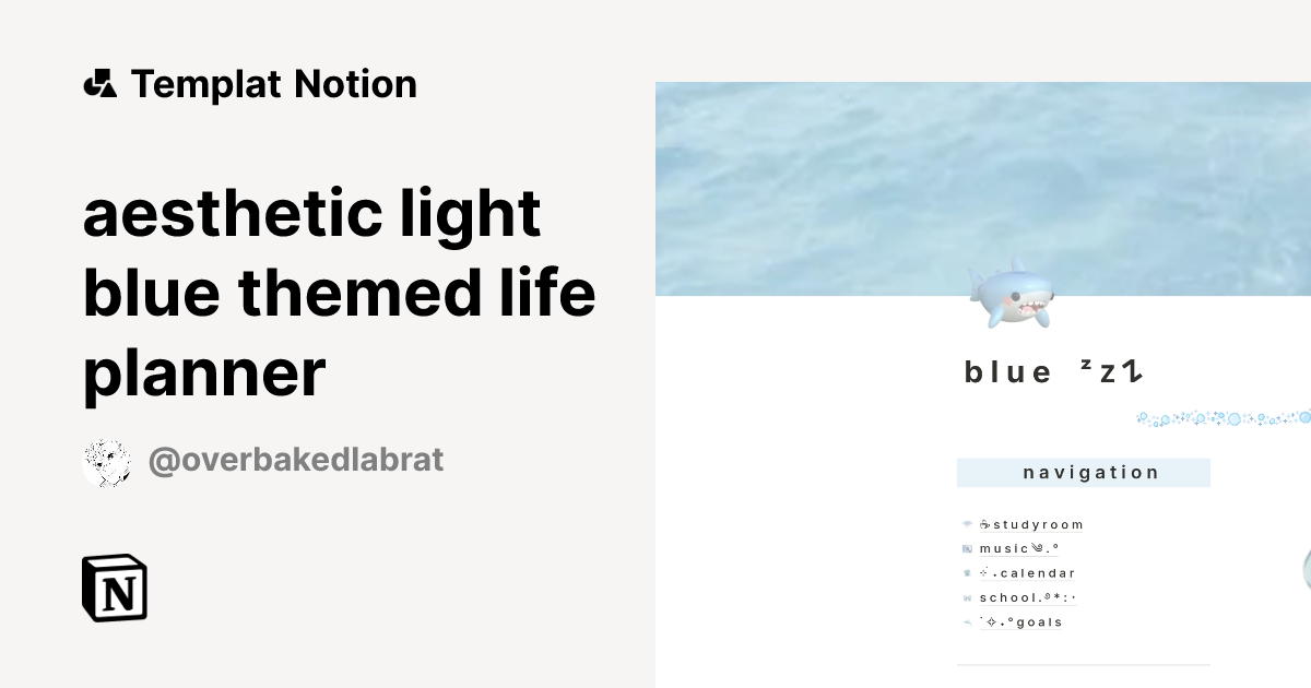 Templat aesthetic light blue themed life planner | Notion Marketplace
