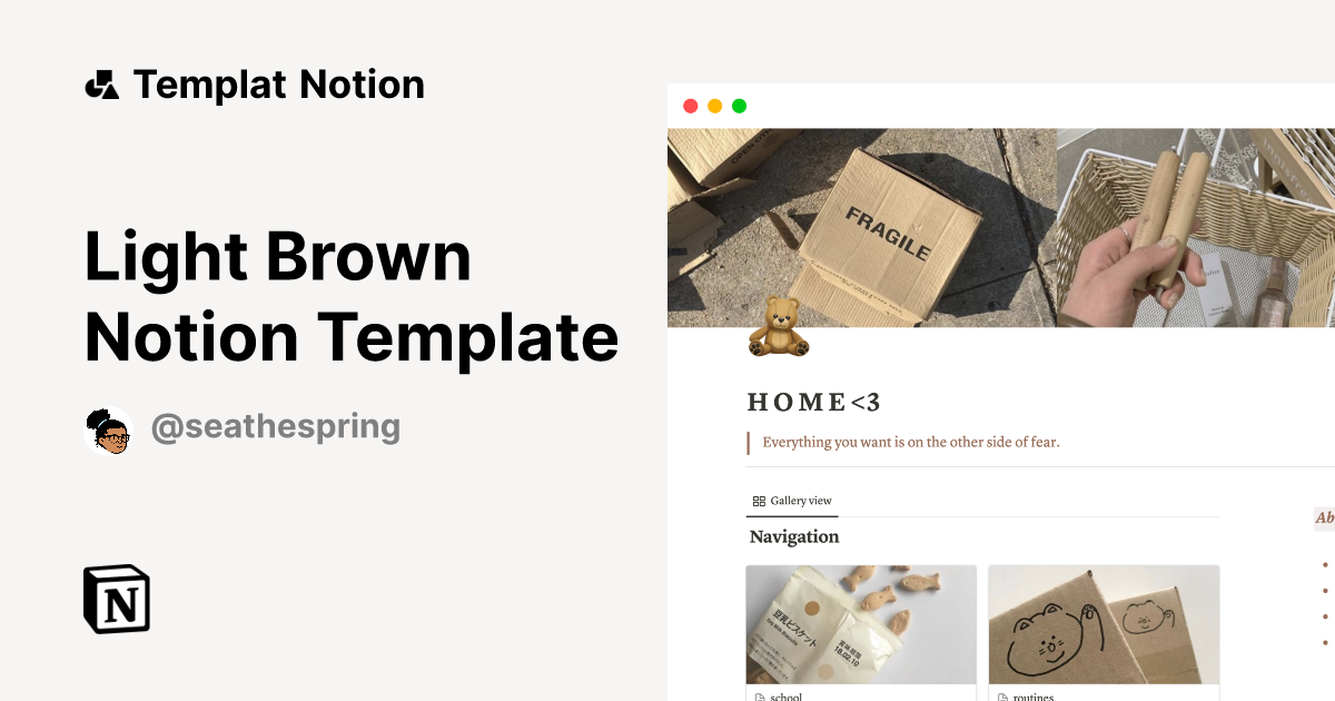 Templat Light Brown Notion Template | Notion Marketplace
