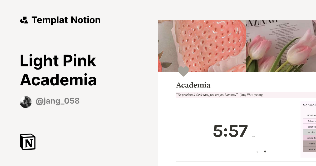 Templat Light Pink Academia | Notion Marketplace
