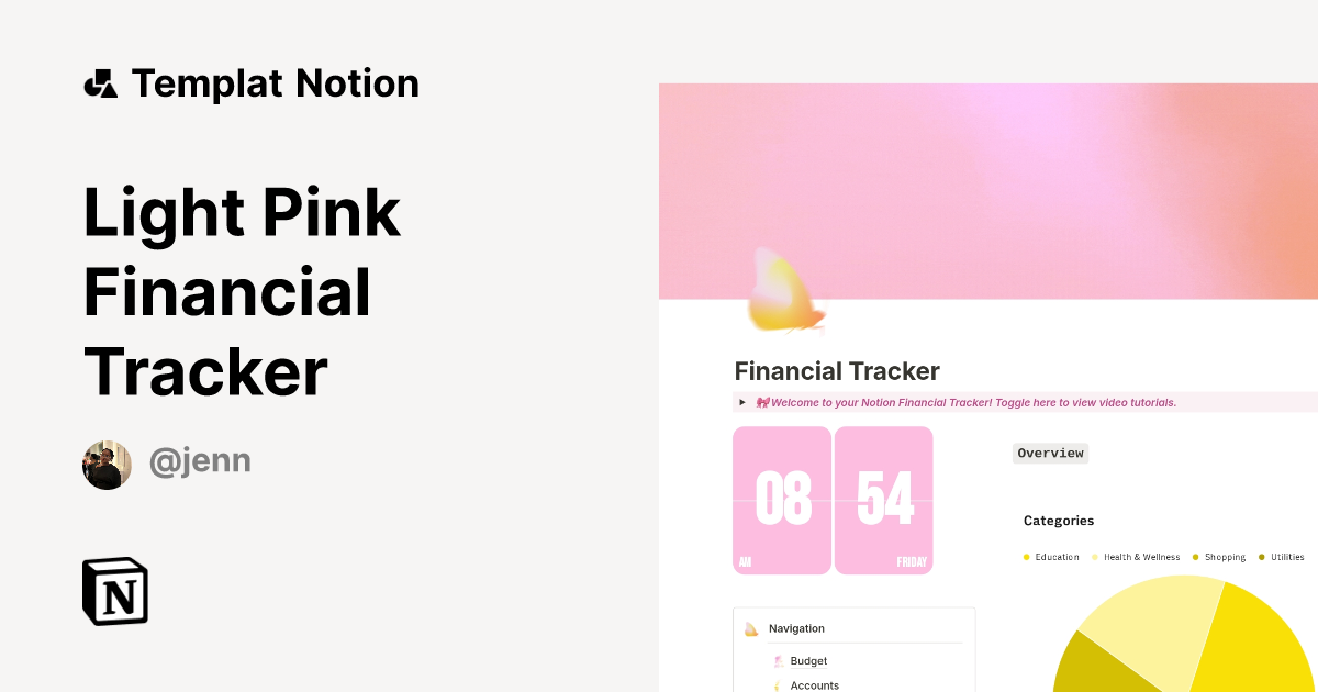 Templat Light Pink Financial Tracker | Notion Marketplace