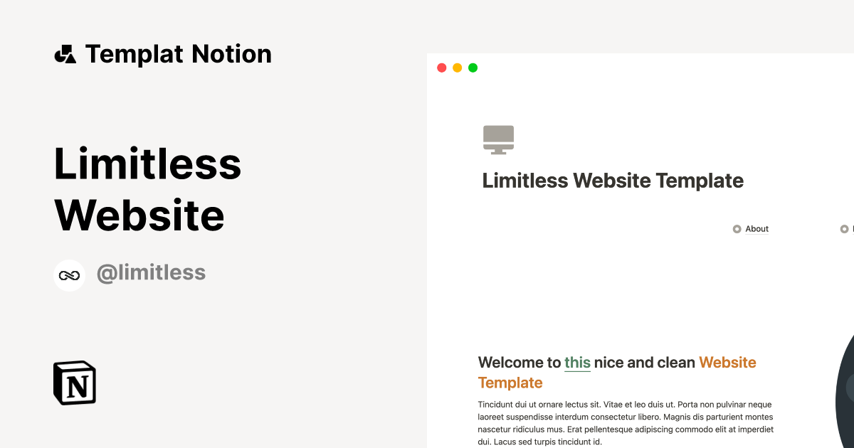 Templat Limitless Website | Notion Marketplace