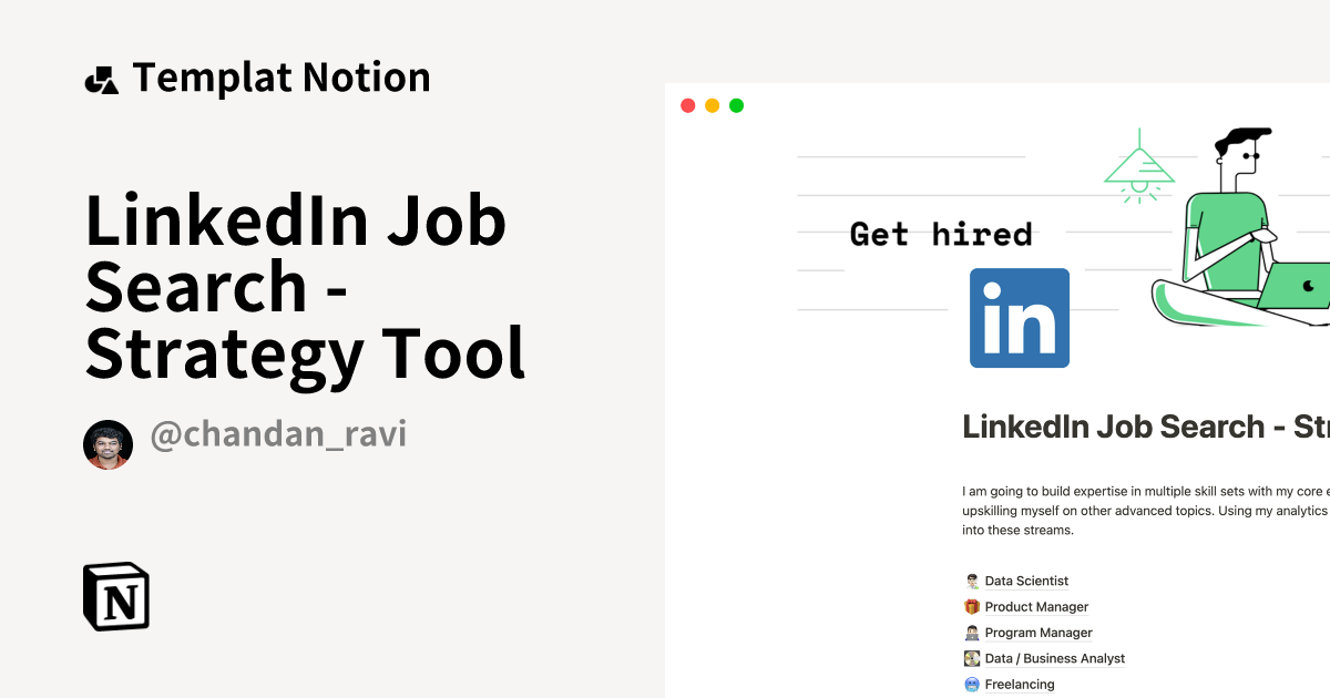 Templat LinkedIn Job Search - Strategy Tool | Notion Marketplace