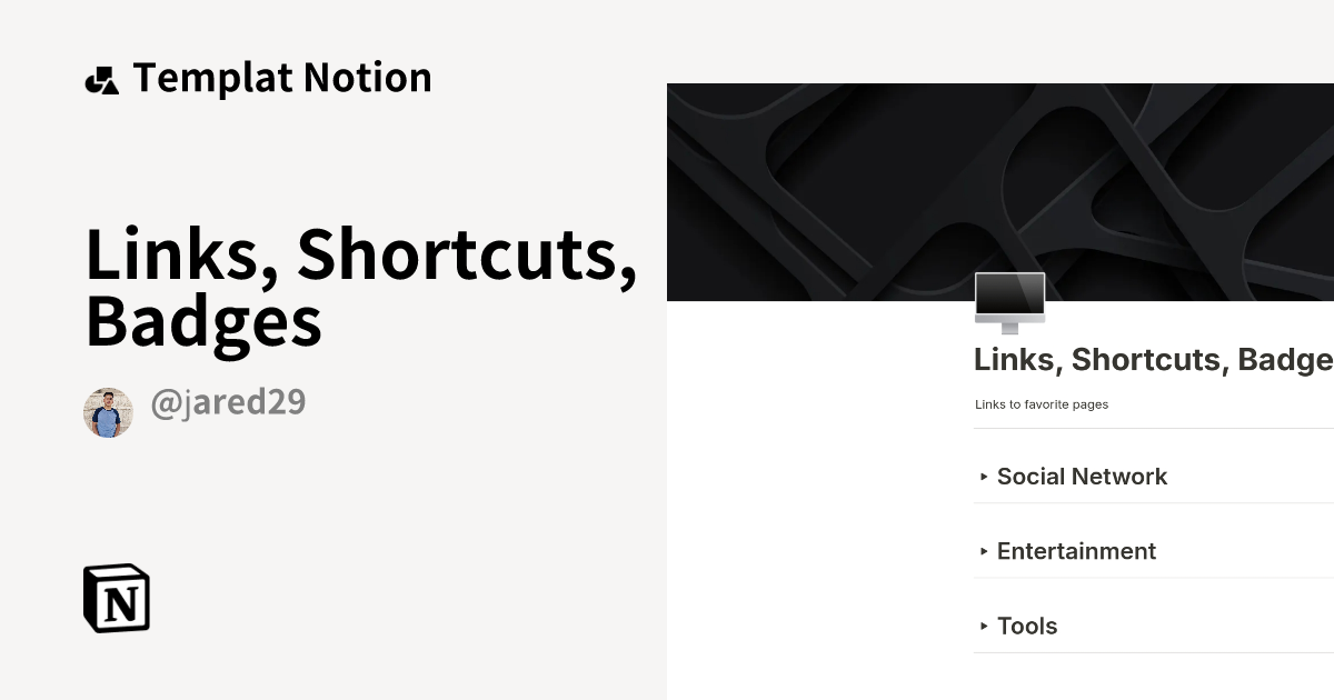 Templat Links, Shortcuts, Badges | Notion Marketplace