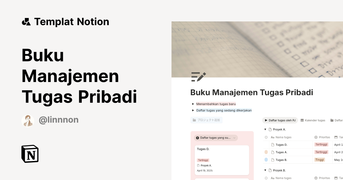 Templat Manage your own tasks | Notion Marketplace
