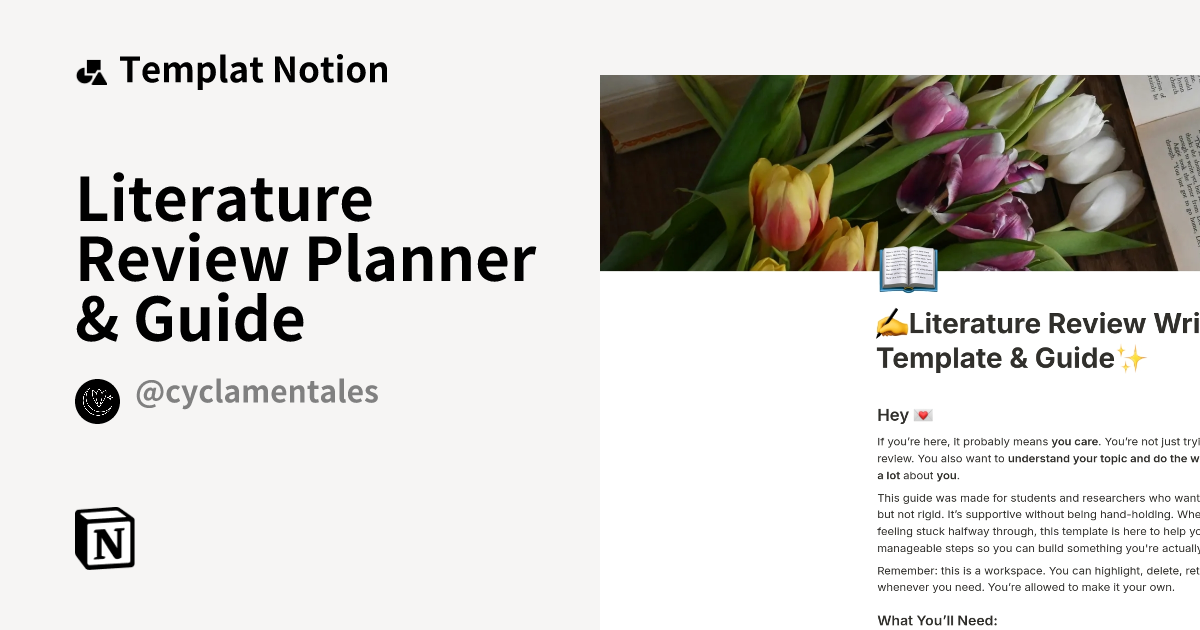 Literature Review Planner & Guide Templat oleh Cyclamen Tales Studio ...