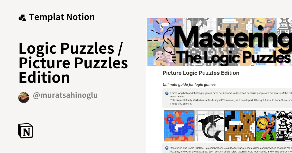 Templat Logic Puzzles / Picture Puzzles Edition | Notion Marketplace
