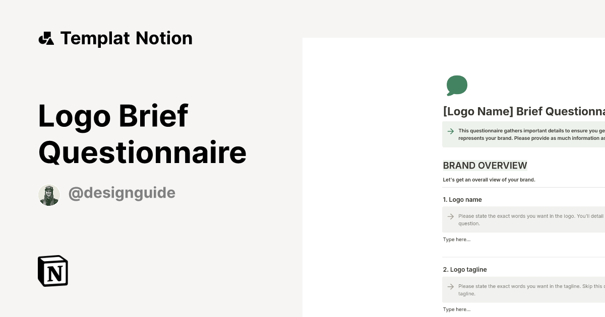 Templat Logo Brief Questionnaire | Notion Marketplace