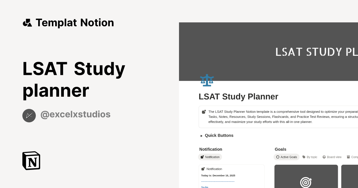 Templat LSAT Study planner | Notion Marketplace