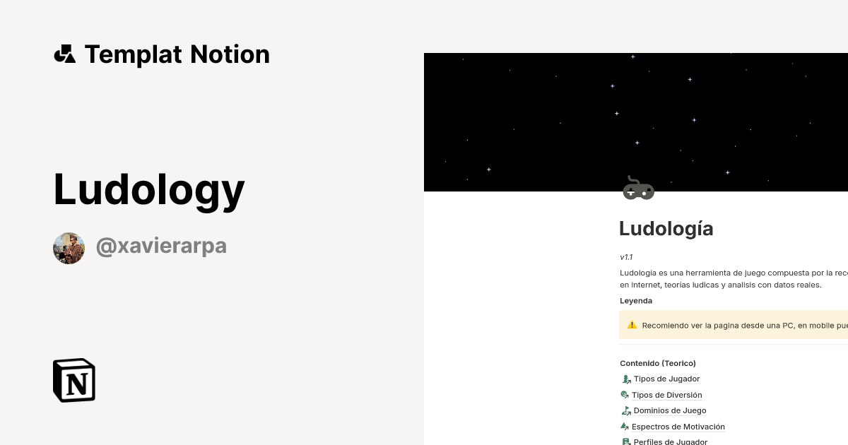 Ludology Templat oleh Xavier Arpa | Notion Marketplace