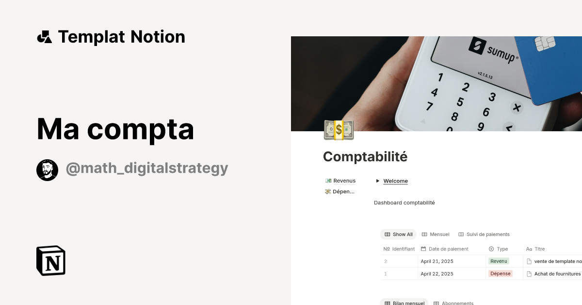 Ma compta Templat oleh Math | Notion Marketplace