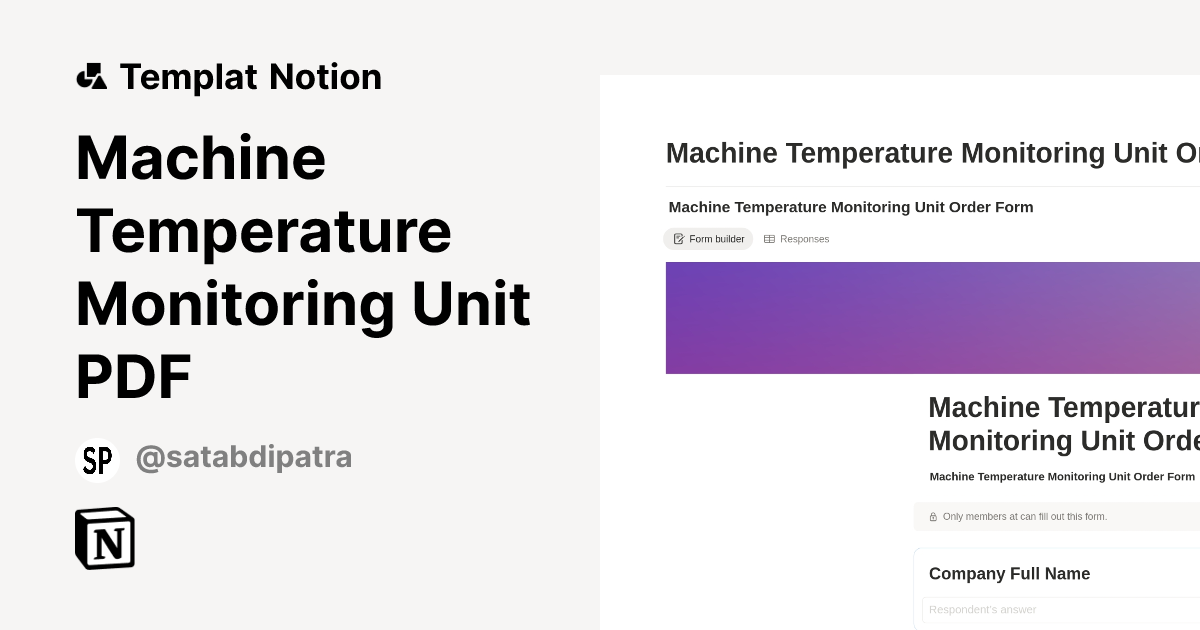 Templat Machine Temperature Monitoring Unit PDF | Notion Marketplace