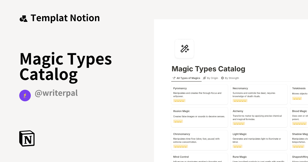 Templat Magic Types Catalog | Notion Marketplace