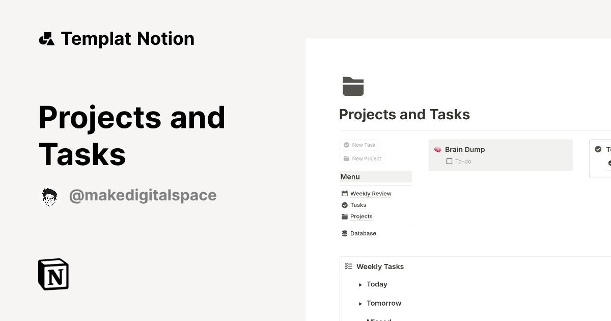 Projects and Tasks Templat oleh Lucas | Notion Marketplace