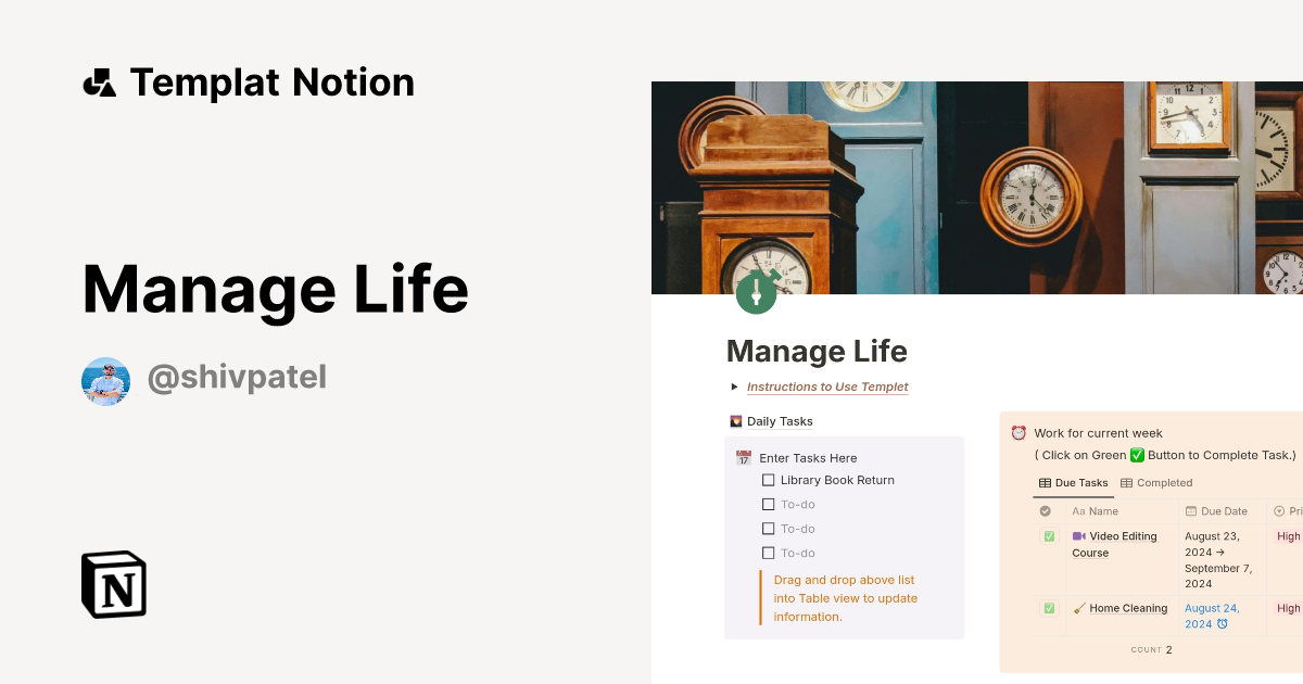 Templat Manage Life | Notion Marketplace
