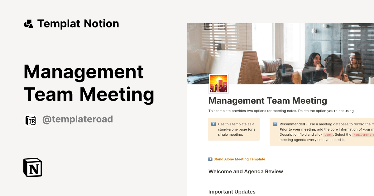Management Team Meeting Templat oleh Template Road | Notion Marketplace