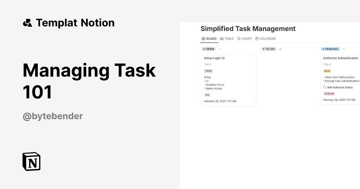Managing Task 101 Templat oleh ByteBender | Notion Marketplace