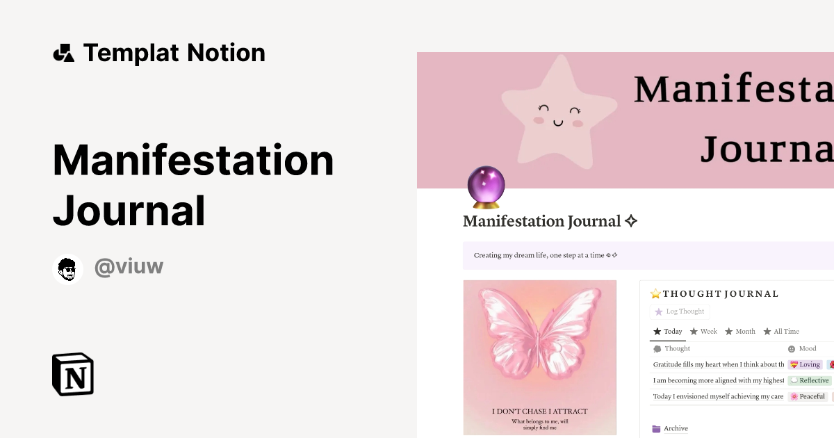 Manifestation Journal Templat oleh viuw | Notion Marketplace