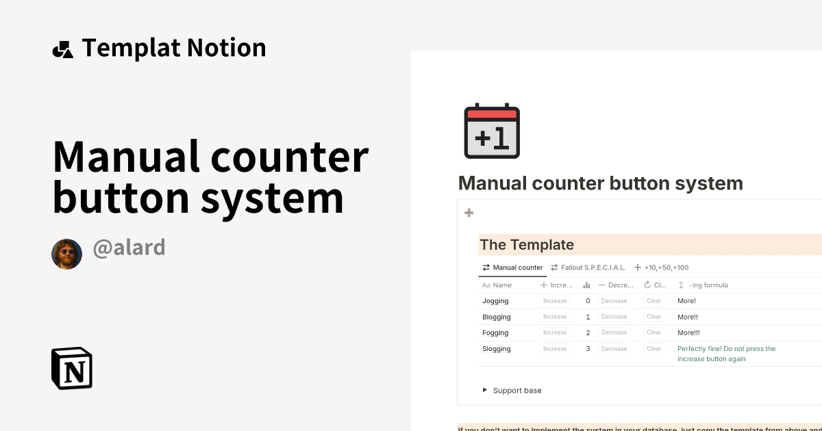 Templat Manual counter button system | Notion Marketplace