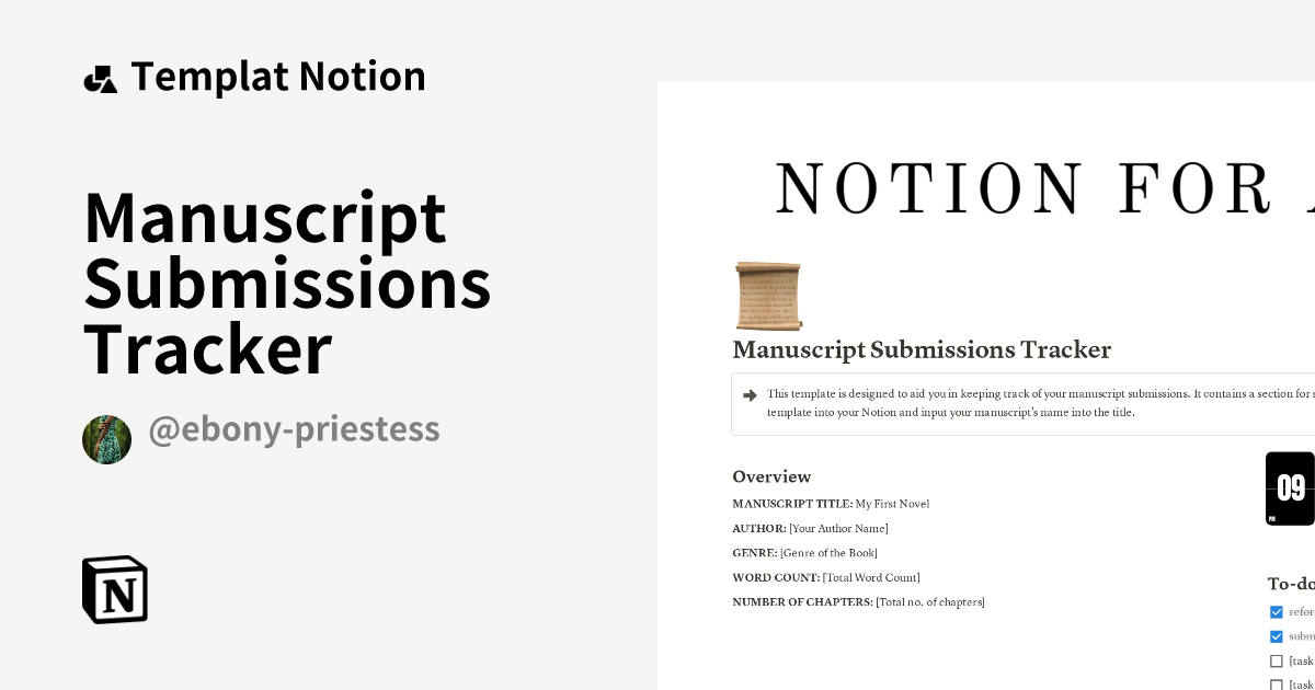 Templat Manuscript Submissions Tracker | Notion Marketplace
