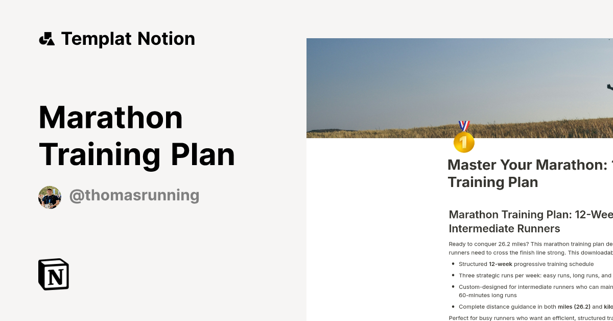 Templat Marathon Training Plan | Notion Marketplace