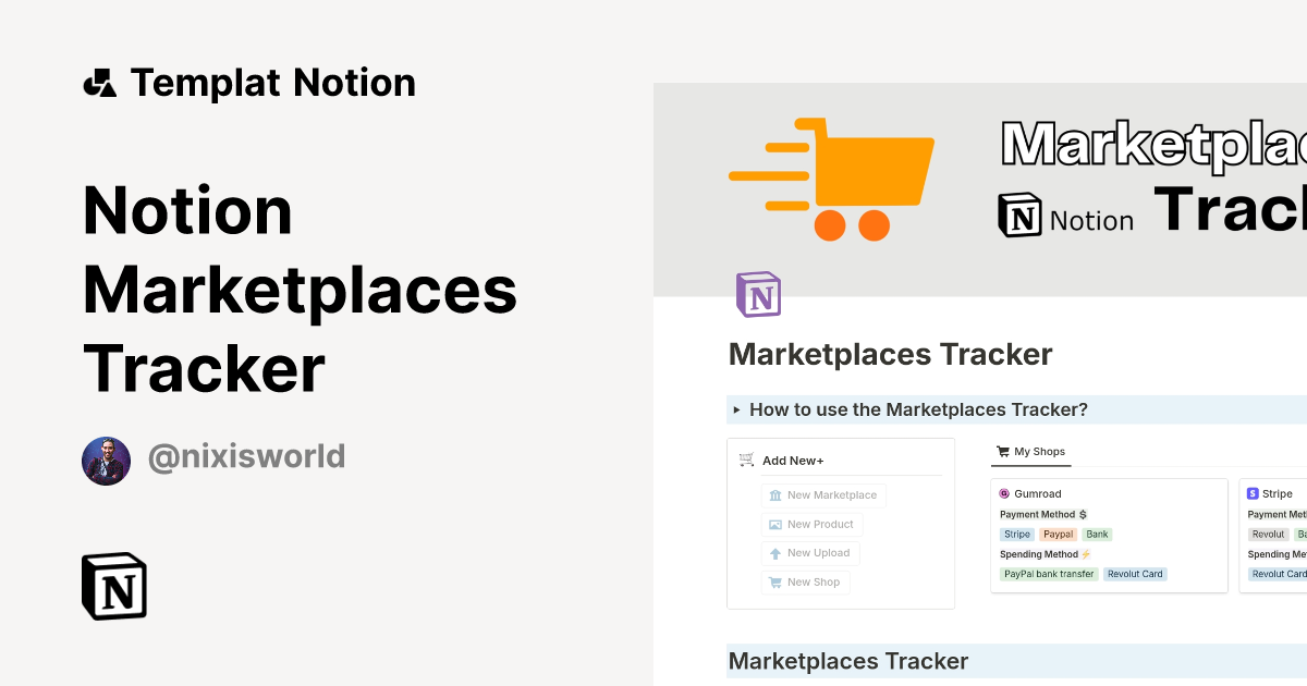 Notion Marketplaces Tracker Templat oleh Nixi | Crypto ⚡ | Notion Marketplace