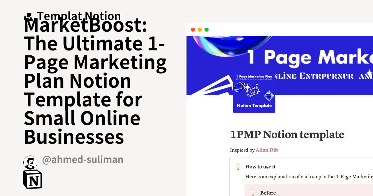 MarketBoost: The Ultimate 1-Page Marketing Plan Notion Template for ...