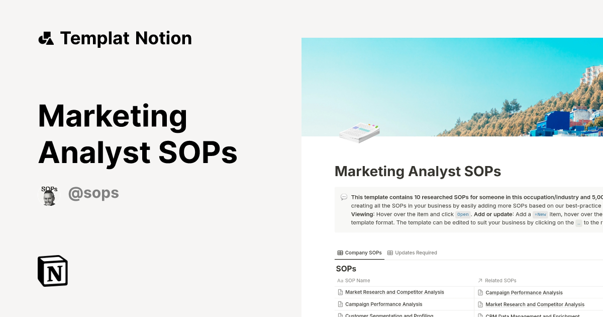 Templat Marketing Analyst SOPs | Notion Marketplace