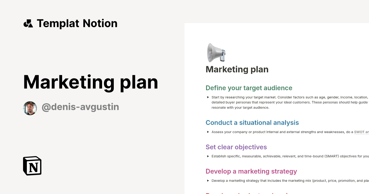 Templat Marketing plan | Notion Marketplace