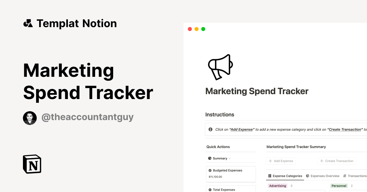 Templat Marketing Spend Tracker | Notion Marketplace