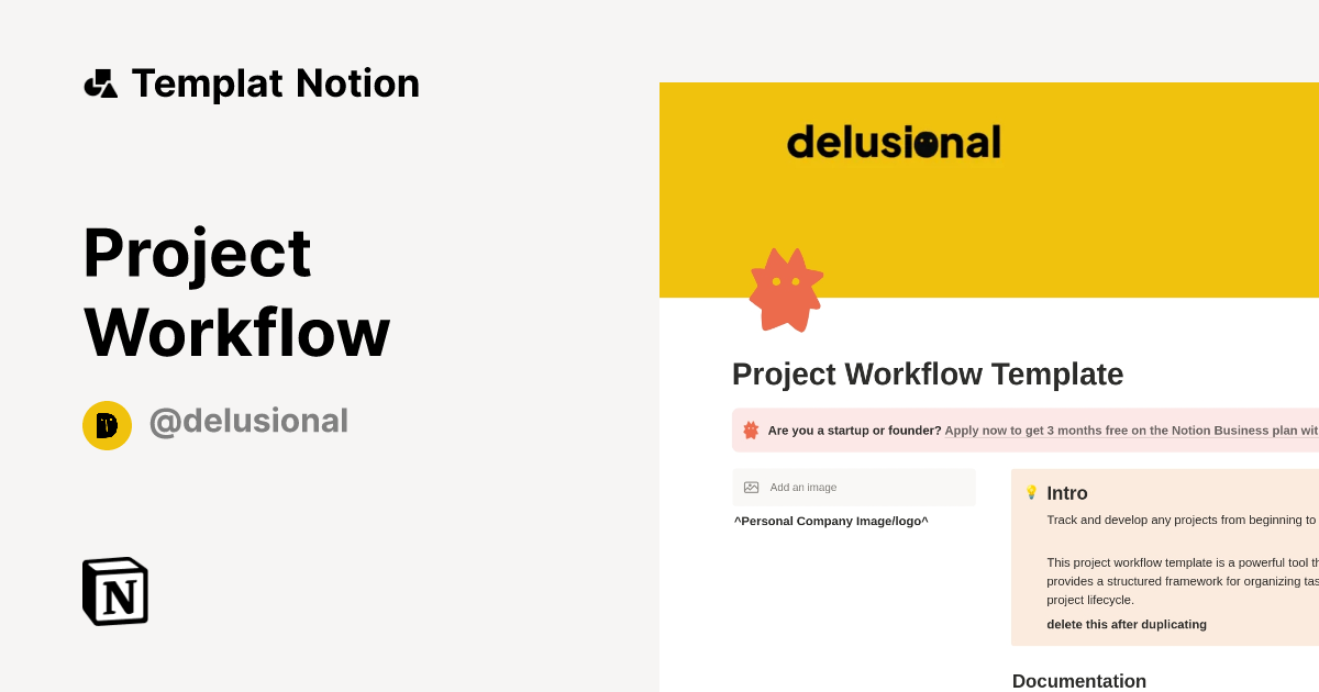 Project Workflow Templat oleh Delusional | Notion Marketplace