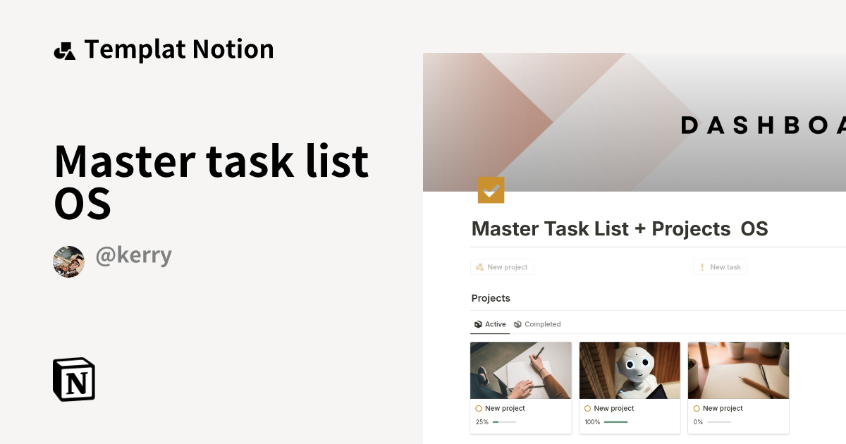 Master task list OS Templat oleh Edun Kerry | Notion Marketplace