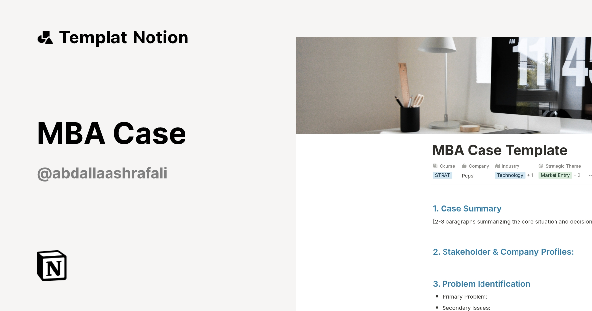 Templat MBA Case | Notion Marketplace