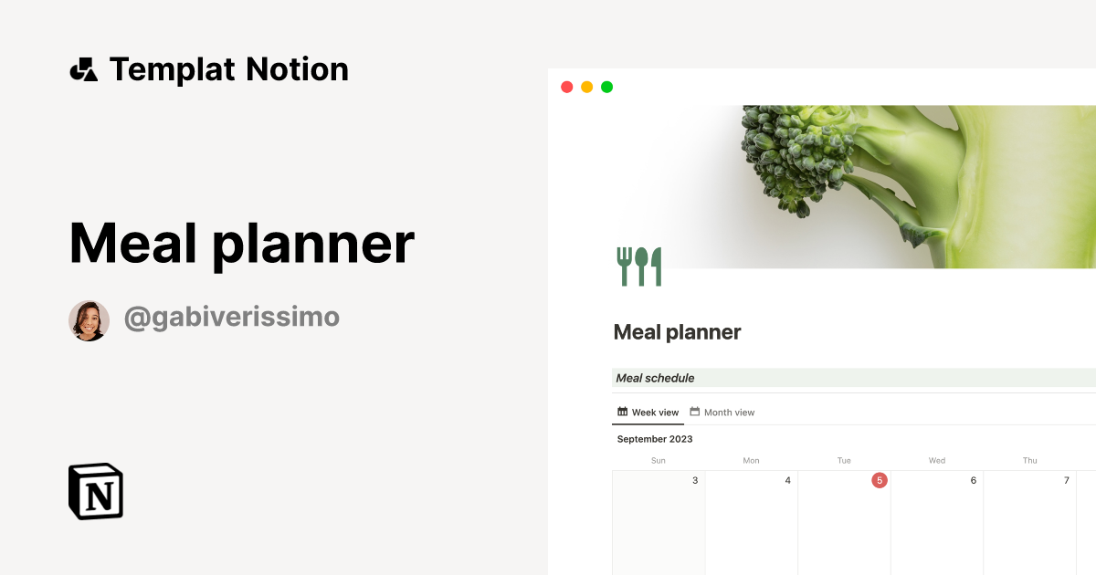 Meal planner Templat oleh Gabi Verissimo | Notion Marketplace