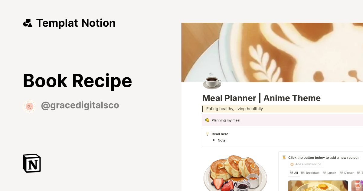 Book Recipe Templat oleh Grace Digitals Co. | Notion Marketplace
