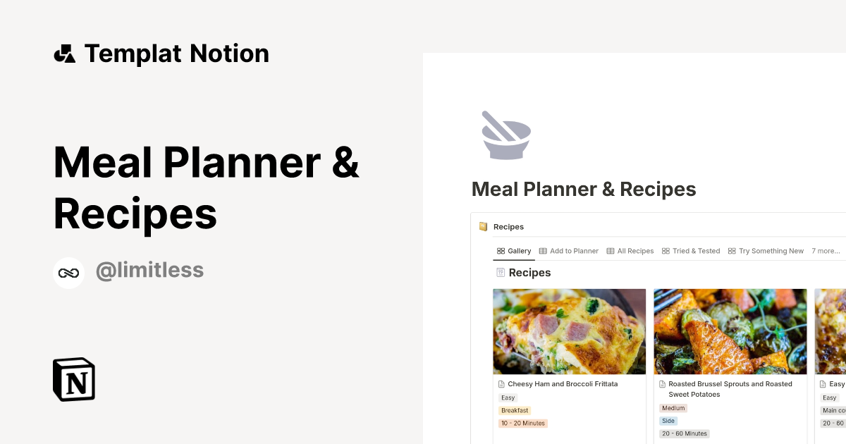 Templat Meal Planner & Recipes | Notion Marketplace
