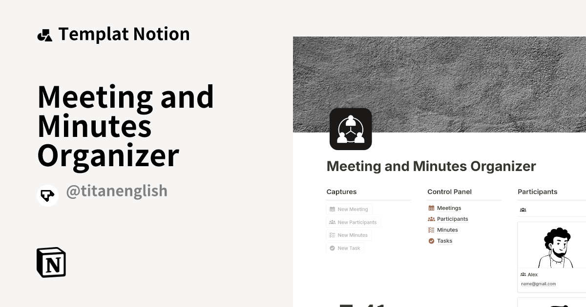 Meeting and Minutes Organizer Templat oleh Titan | Notion Marketplace