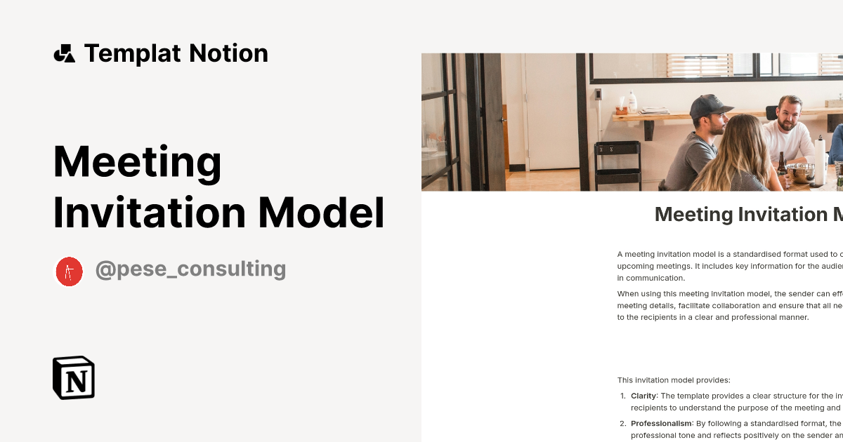 Templat Meeting Invitation Model | Notion Marketplace