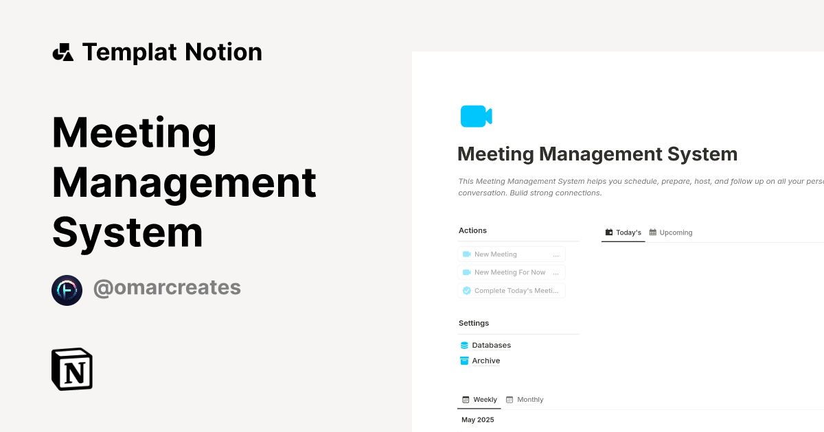 Meeting Management System Templat oleh Omar Faruk | Notion Marketplace