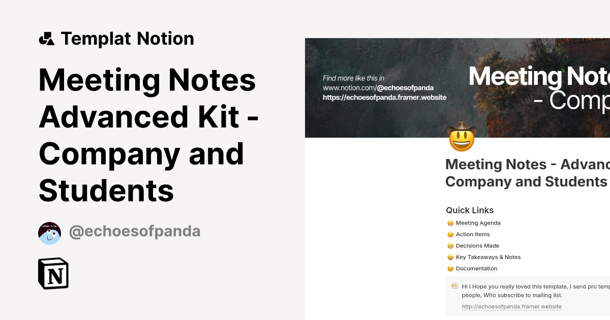Meeting Notes Advanced Kit - Company and Students Templat oleh Echoes ...