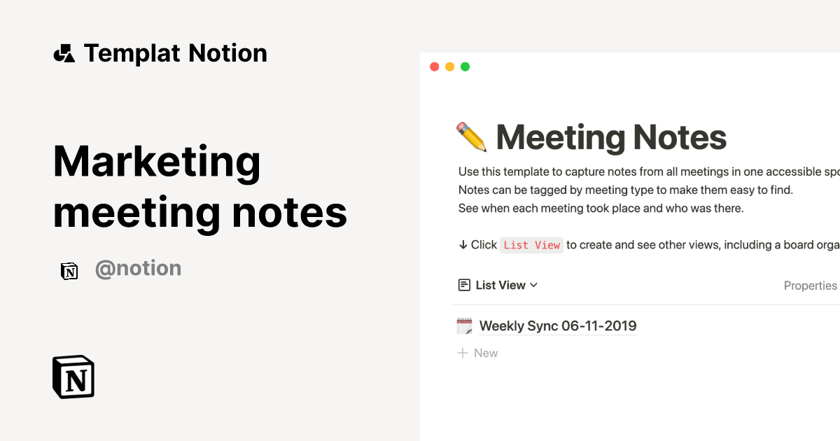 Templat Marketing meeting notes 2025 | Notion Marketplace