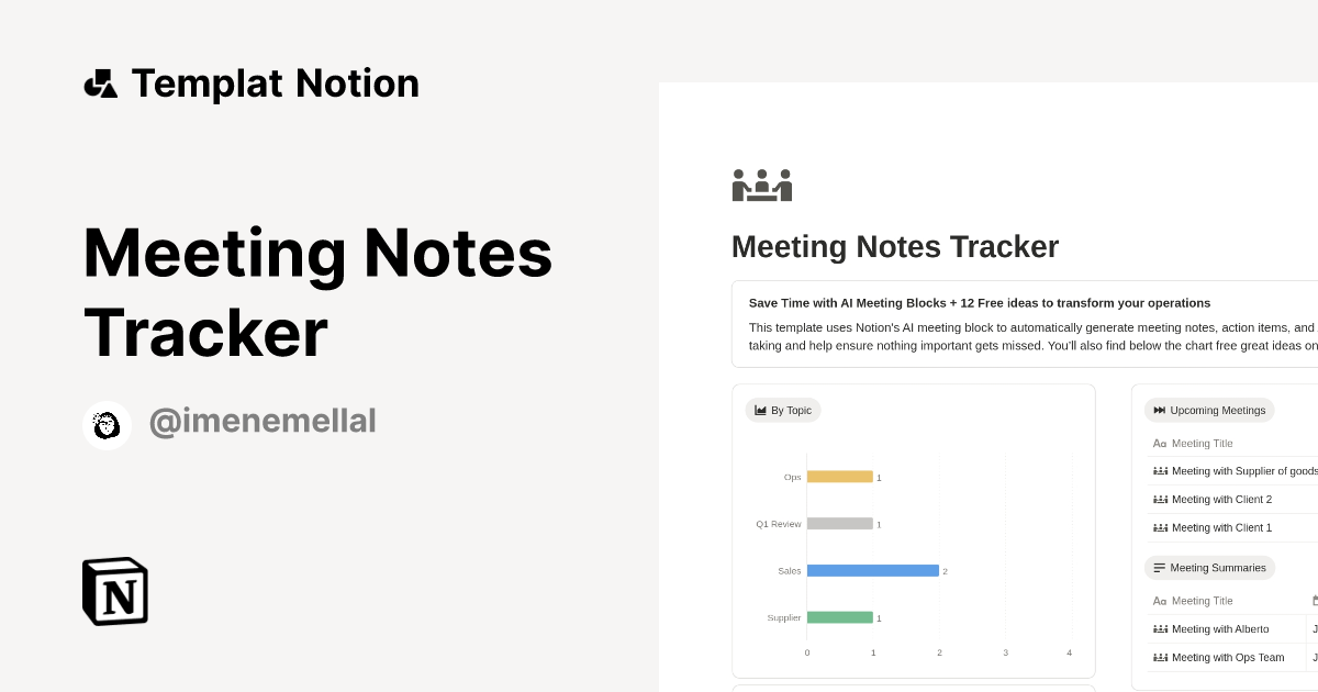 Templat Meeting Notes Tracker | Notion Marketplace