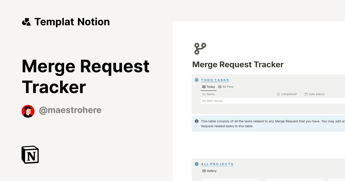 Merge Request Tracker Templat oleh Maestro | Notion Marketplace