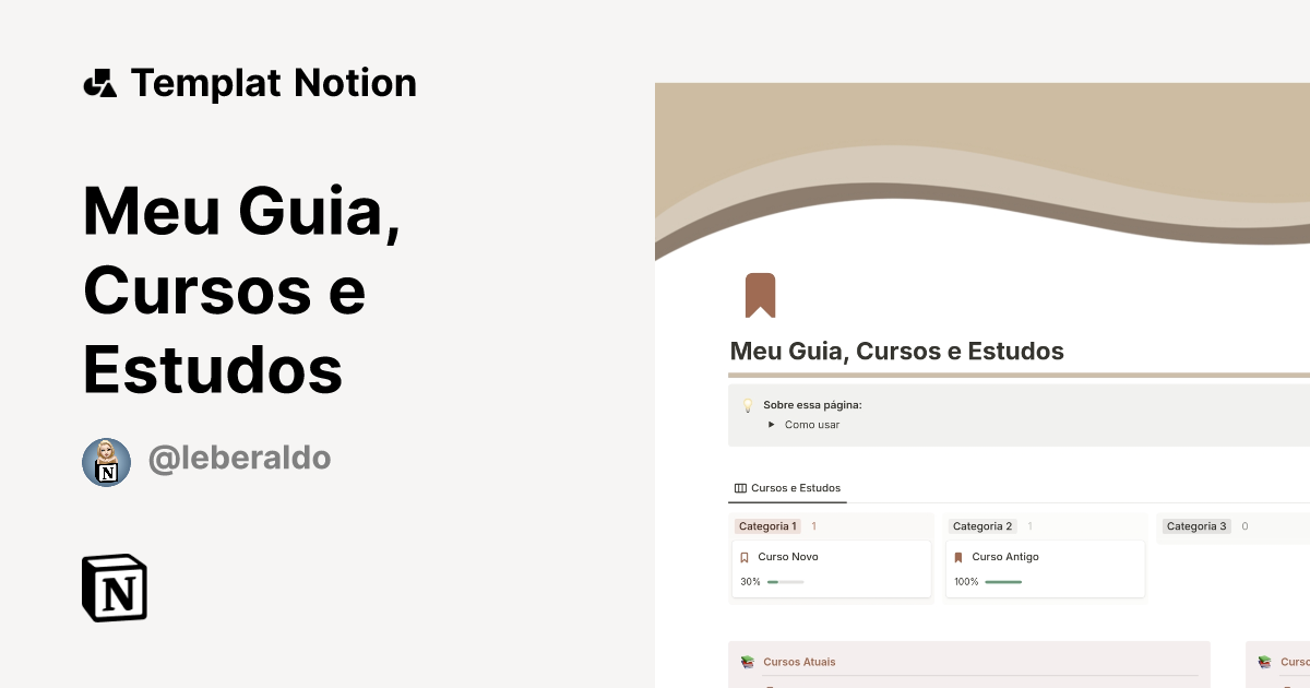Templat Meu Guia, Cursos e Estudos | Notion Marketplace