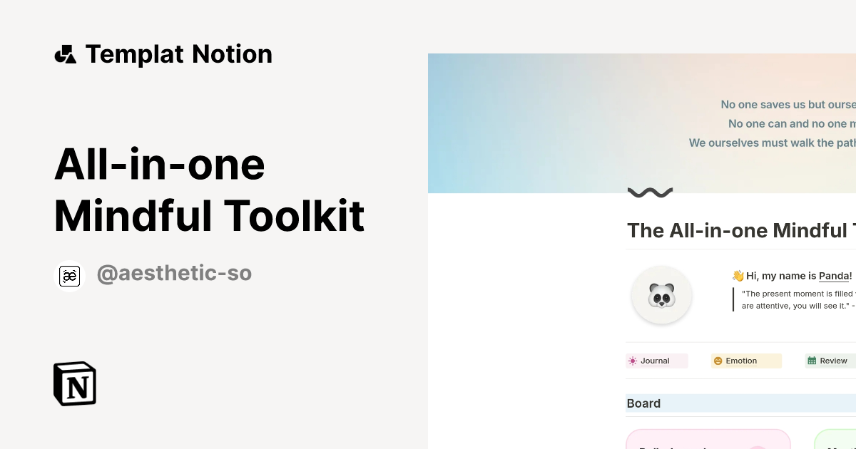 All-in-one Mindful Toolkit Templat oleh aesthetic.so | Notion Marketplace
