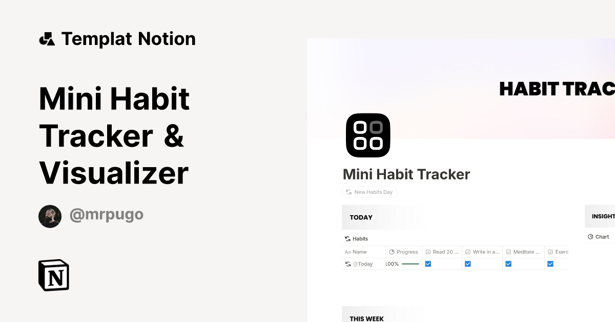 Mini Habit Tracker & Visualizer Templat oleh mrpugo | Notion Marketplace